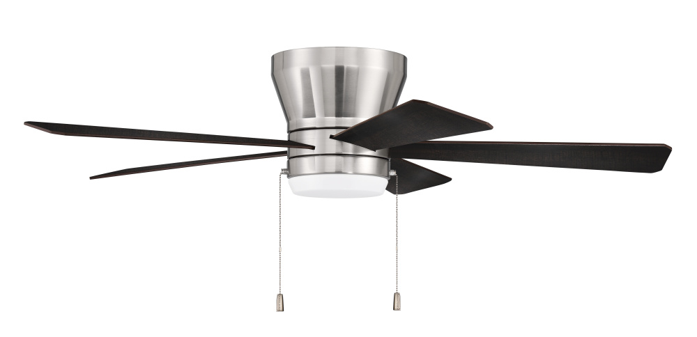 Merit 52" 5-Blade Ceiling Fan in Brushed Polished Nickel w/ Black ...